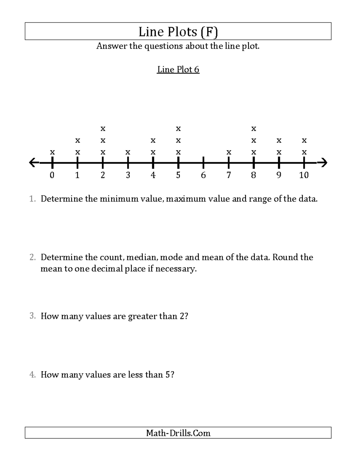 Line plots questions small start 0 006 - Line Plots (F) Answer the ...