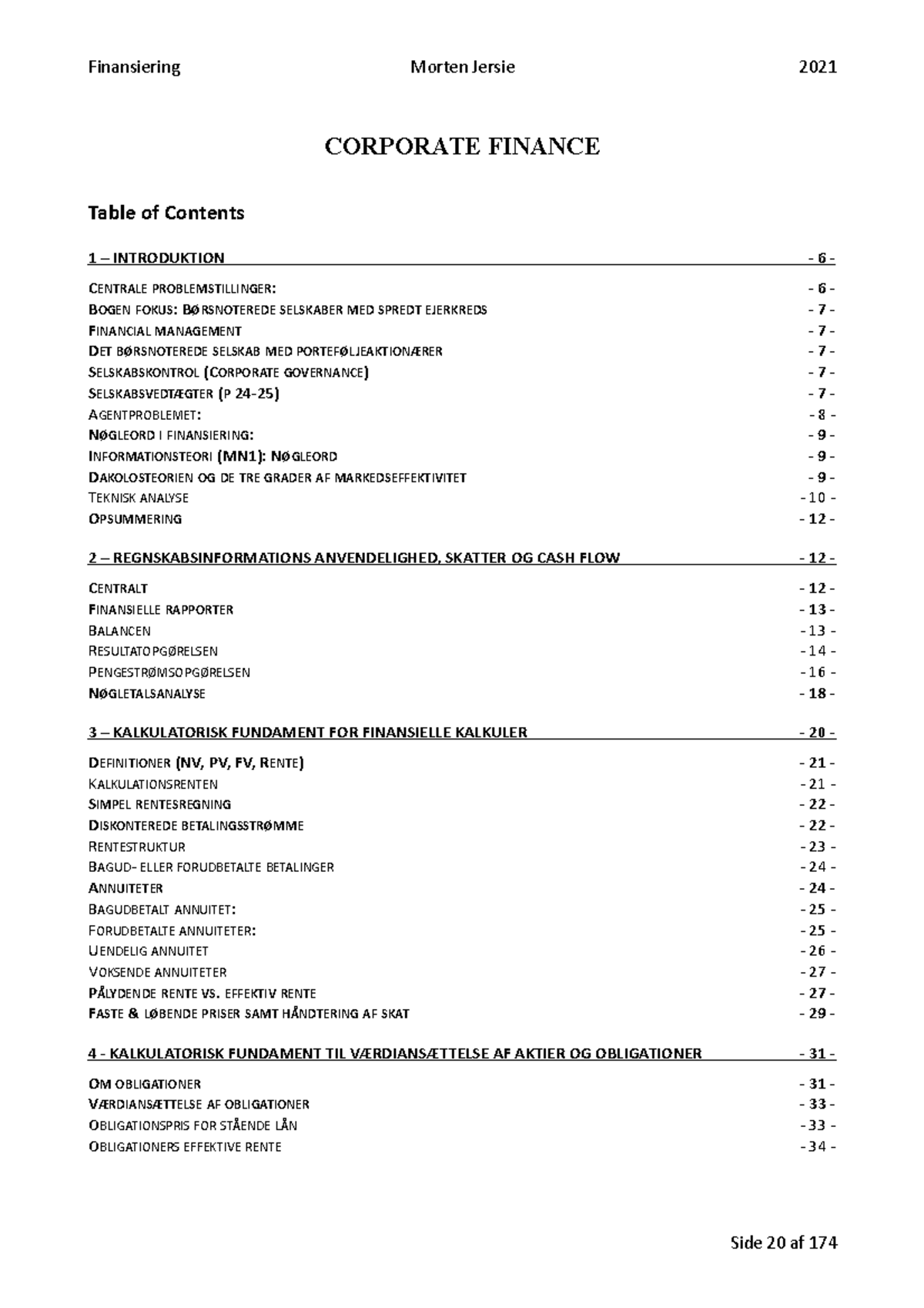 Finansiering-guldnoter - CORPORATE FINANCE Table of Contents 1 ...