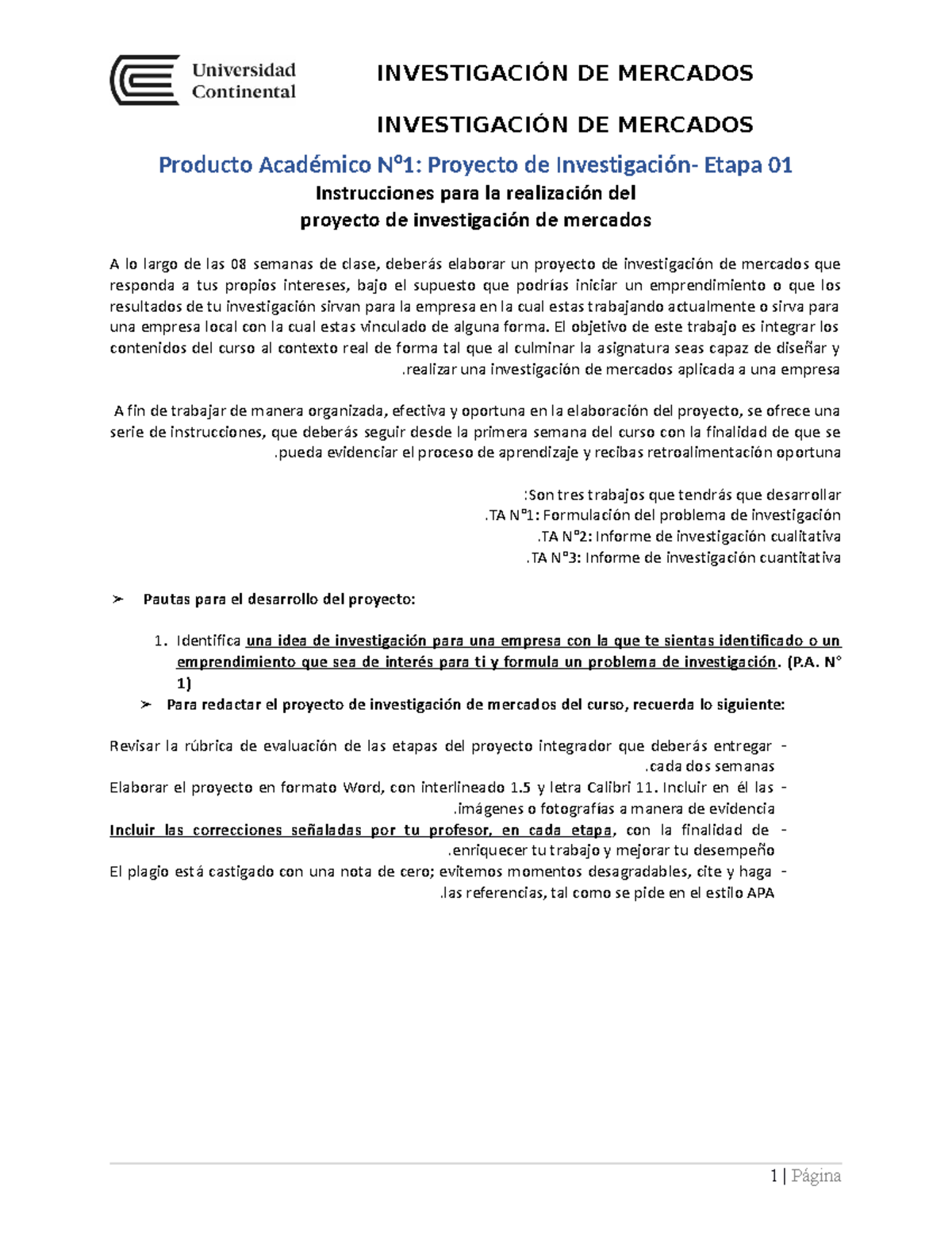 Producto Acad Ã©mico N 1 -proyecto parte 1 - Producto Académico N°1: Proyecto de Investigación ...