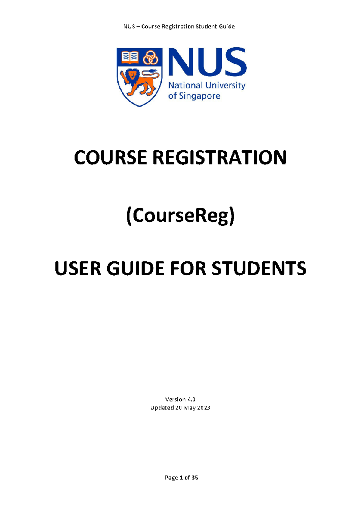 Course Reg Student User Guide - COURSE REGISTRATION (CourseReg) USER ...