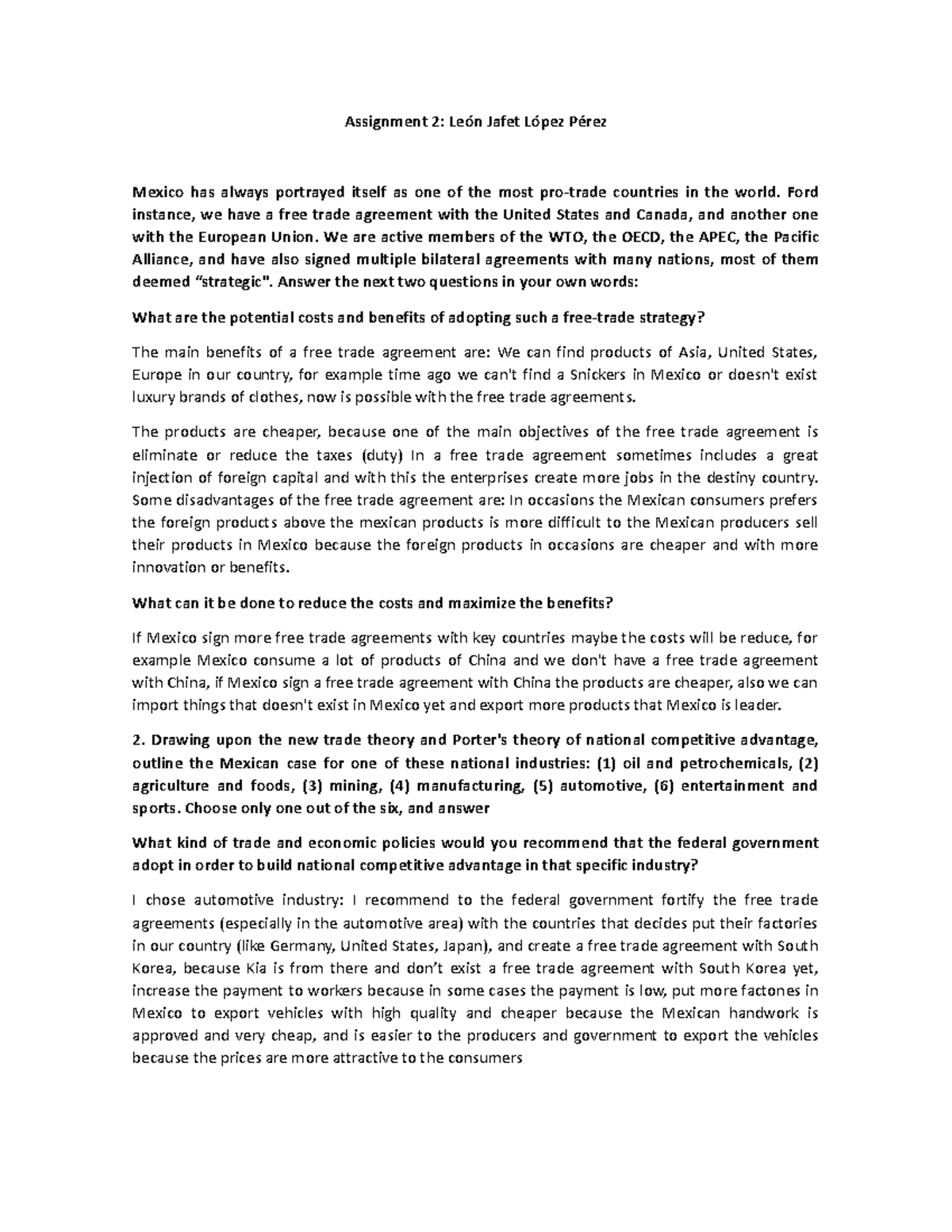 Actividad 2 Entornos y operaciones leon - Assignment 2: León Jafet López Pérez Mexico has always ...