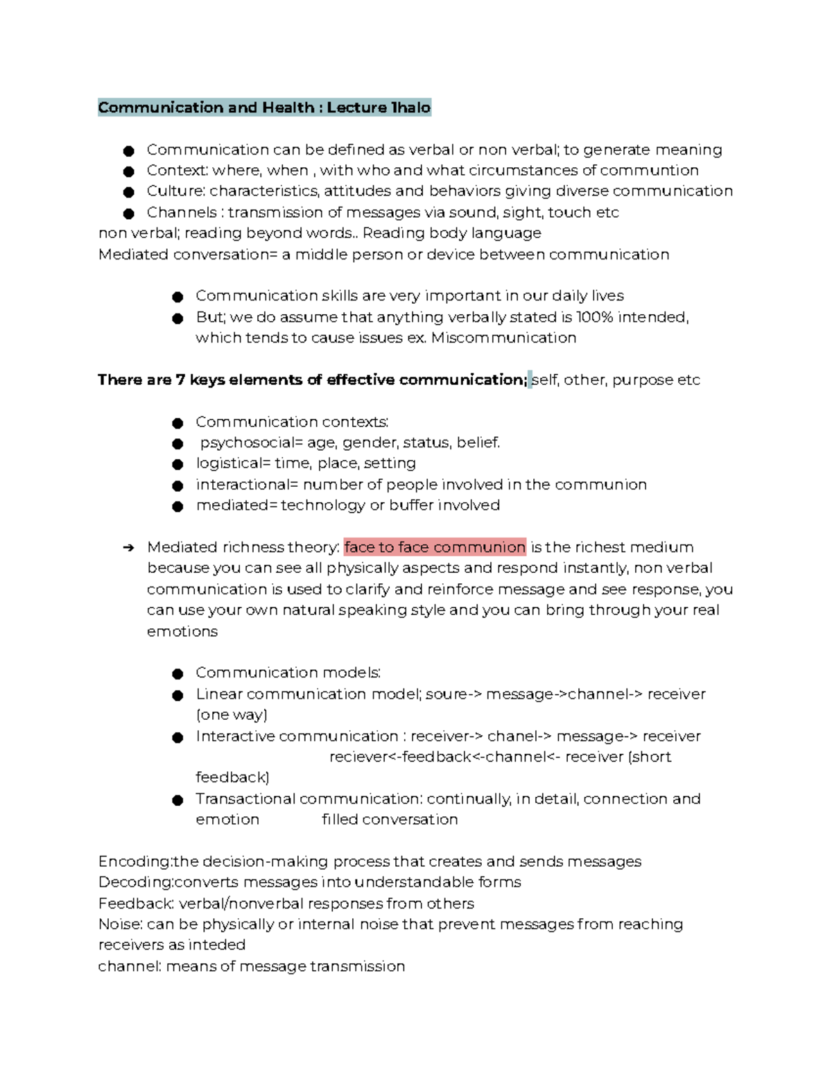 Communication and Health Lecture 1 - Communication and Health : Lecture 1halo Communication can ...