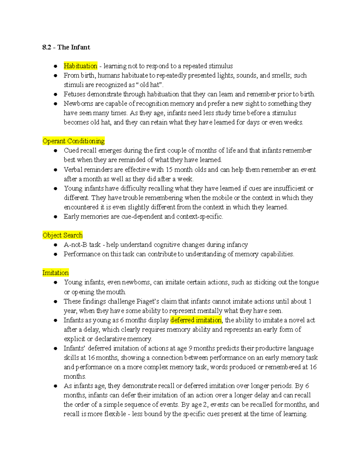 Ch. 8 - Memory and Information Processing - 8 - The Infant Habituation ...