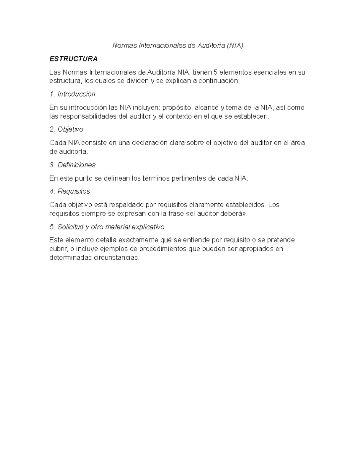 Estructura de las NIA - Normas Internacionales de Auditoría (NIA ...
