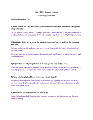 Radiation Therapy Worksheet - RADT 2401 – Imaging Systems Radiation ...