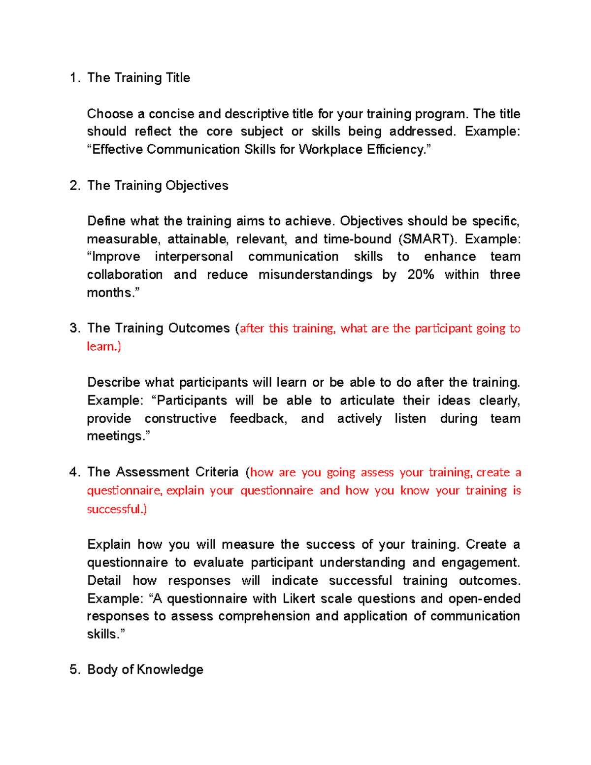 T&D A1 references - The Training Title Choose a concise and descriptive ...