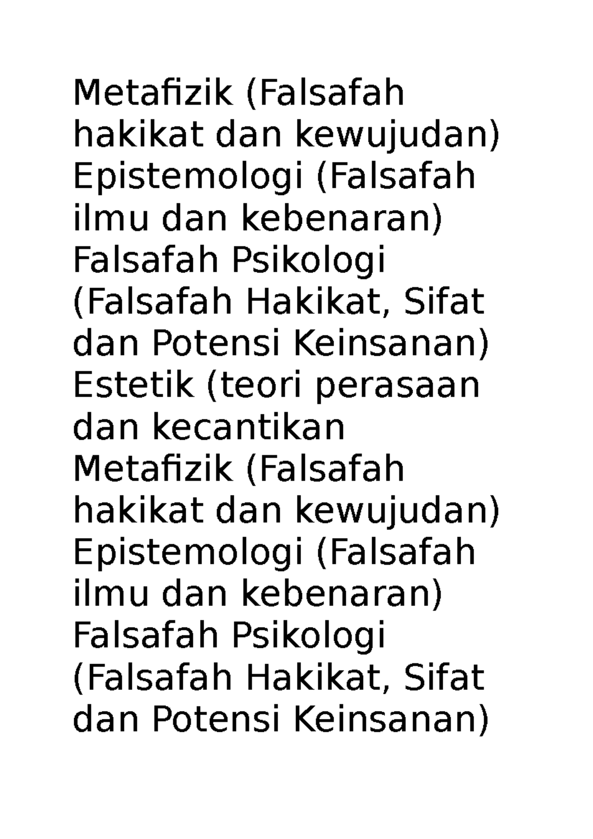 Falsafah Teoritikal - Metafizik (Falsafah hakikat dan kewujudan ...