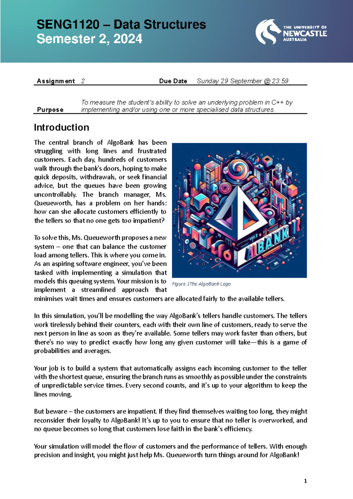 Assignment 2 SENG1120 S2 2024 - Semester 2 , 202 4 Assignment 2 Due Date Sunday 29 September ...