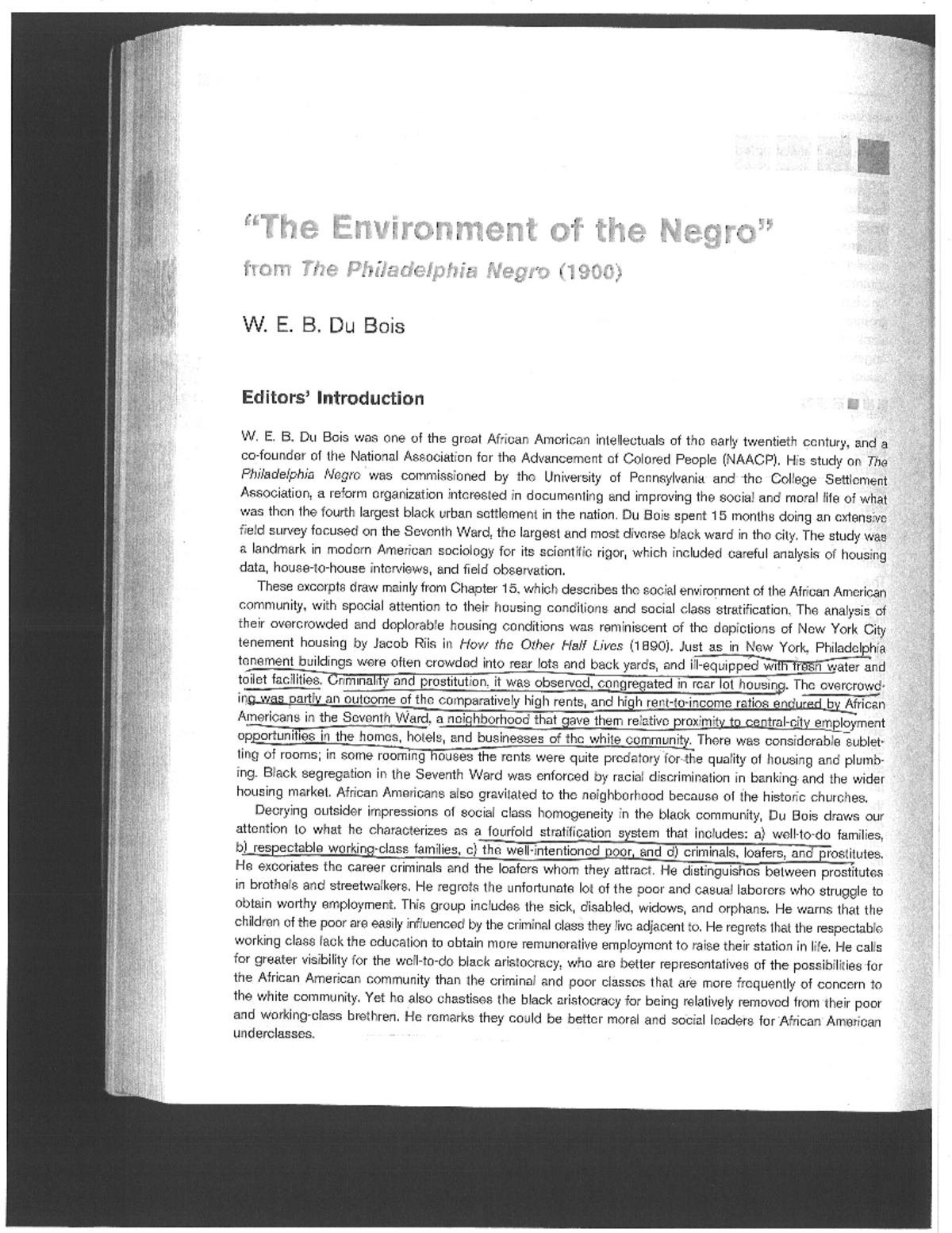 Environment of the Negro by W.E.B Du Bois - SOC 163 - Studocu