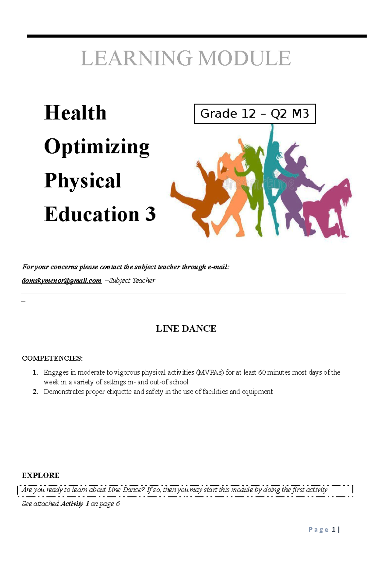 HOPE-3-Wk - Health Optimizing Physical Education - Line Dance - LEARNING MODULE Health ...