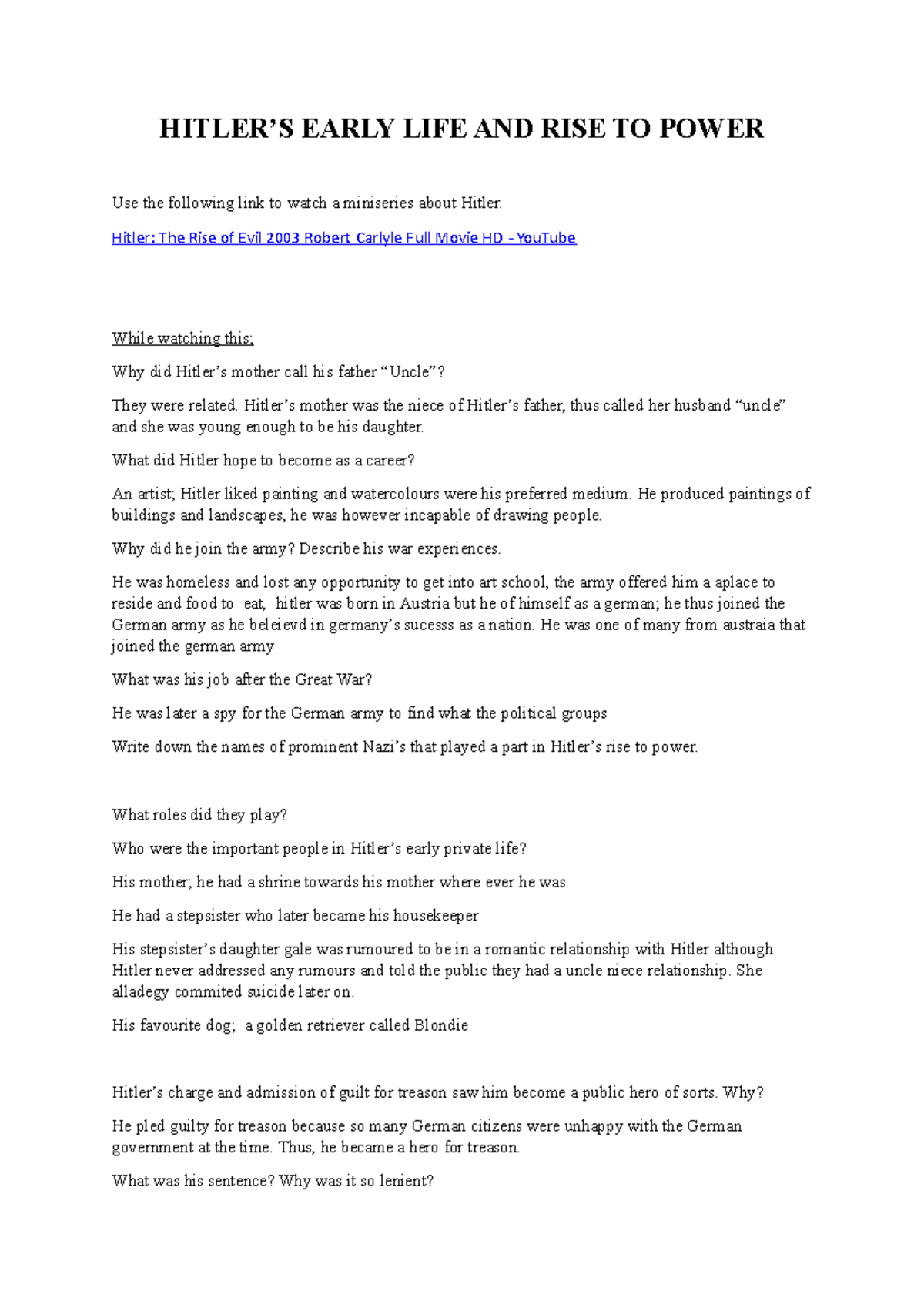 Hitler THE RISE OF EVIL - idek - HITLER’S EARLY LIFE AND RISE TO POWER ...