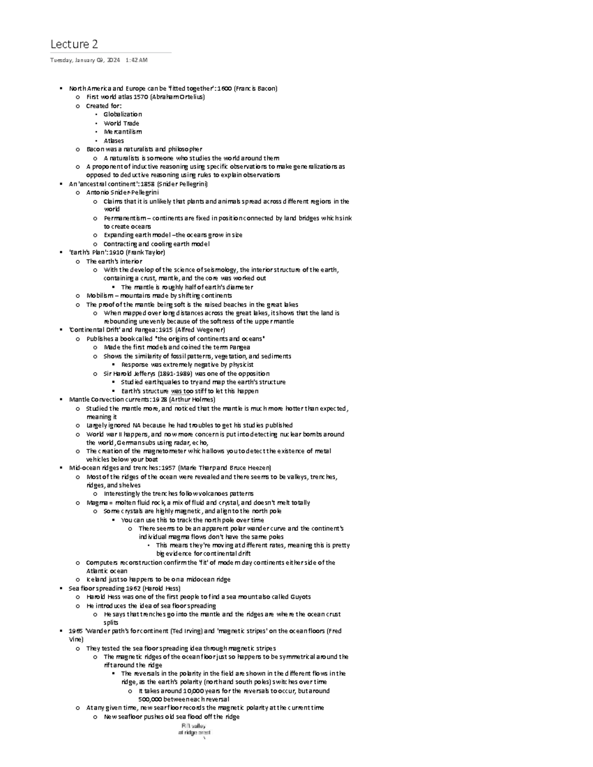 Planet Earth Notes - 2 (Plate Tectonic Paradigm) - Lecture 2 Tuesday ...