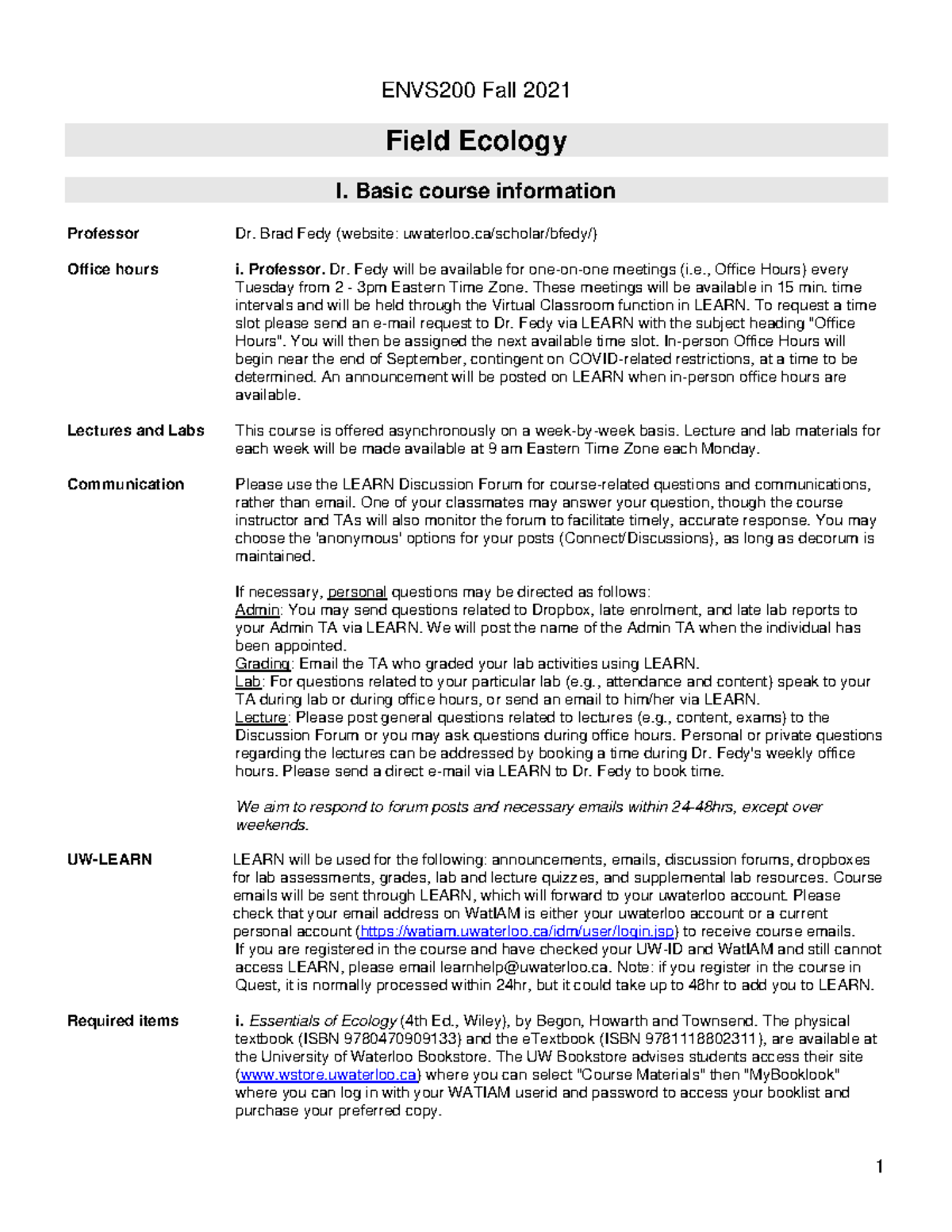 ENVS200Syllabus-F2021-Final. ENVS200Syllabus-F2021-Final ...