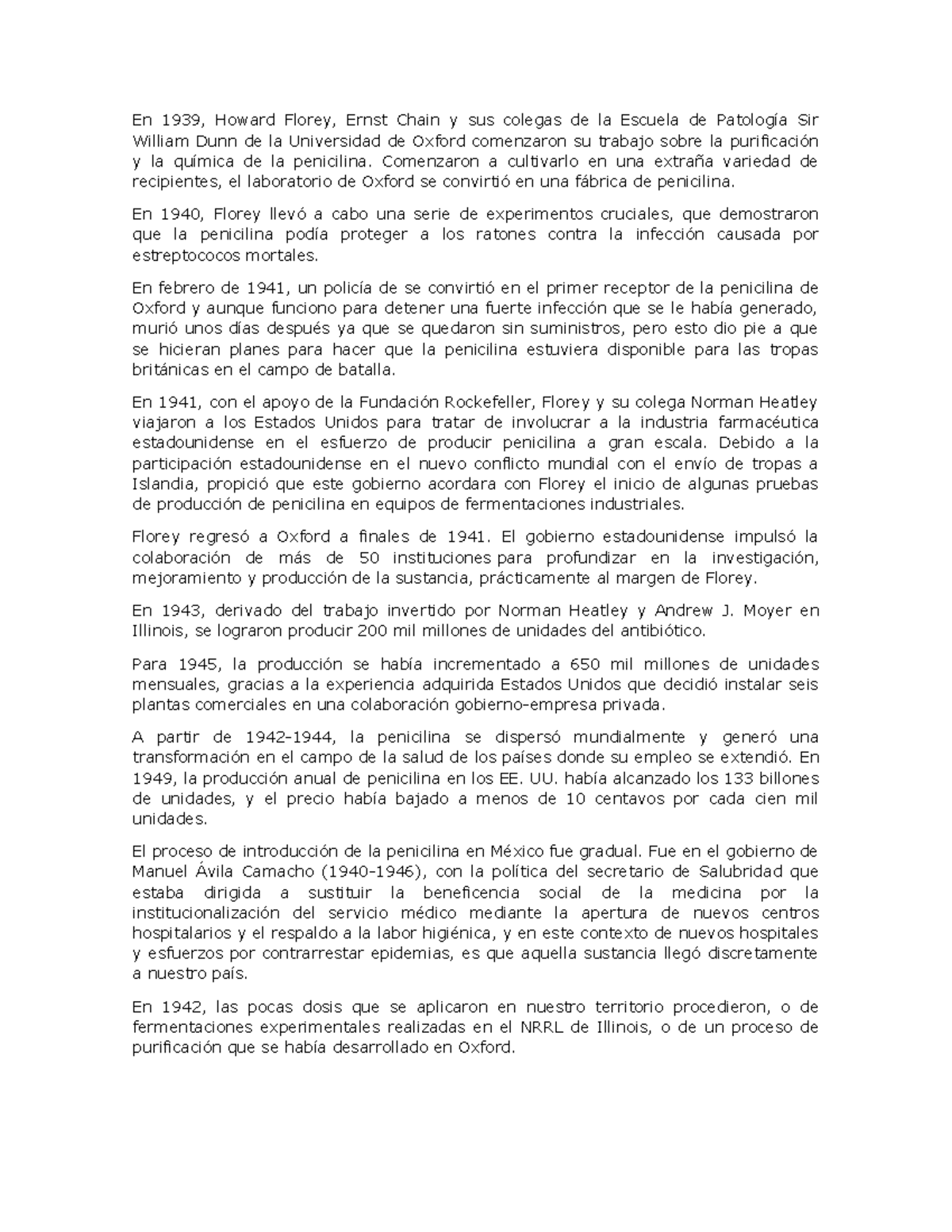 Penicilina - En 1939, Howard Florey, Ernst Chain y sus colegas de la ...