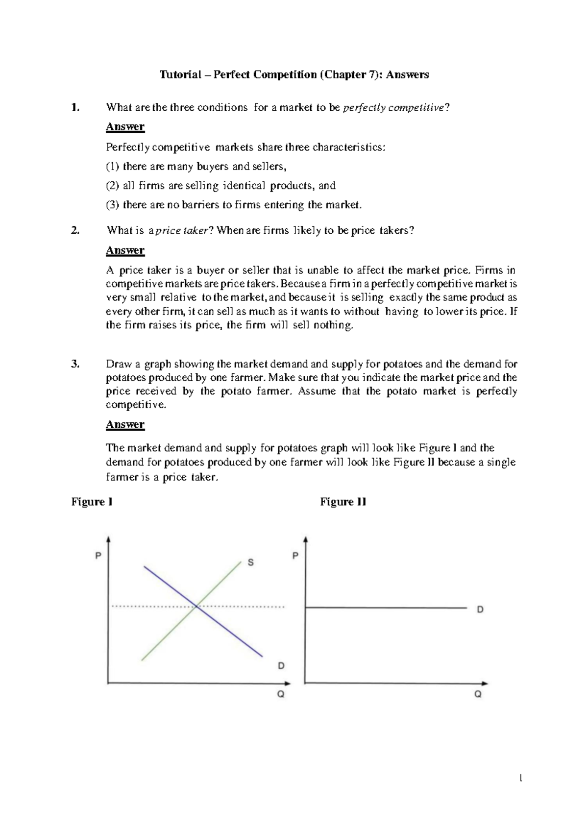 Tutorial - Chapter 7 - Answers - Tutorial – Perfect Competition (Chapter 7): Answers What are ...