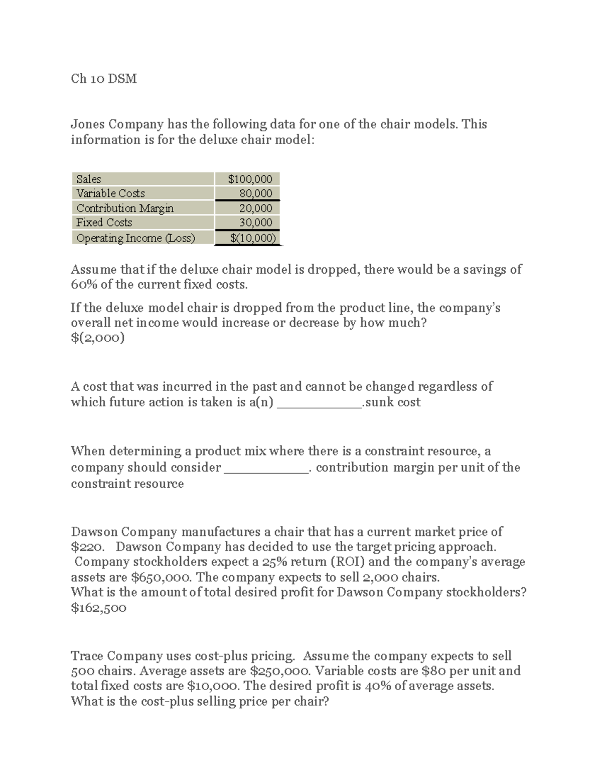 Ch 10 DSM - ch 10 dsm - ACCT-2302 - TCCD - Studocu