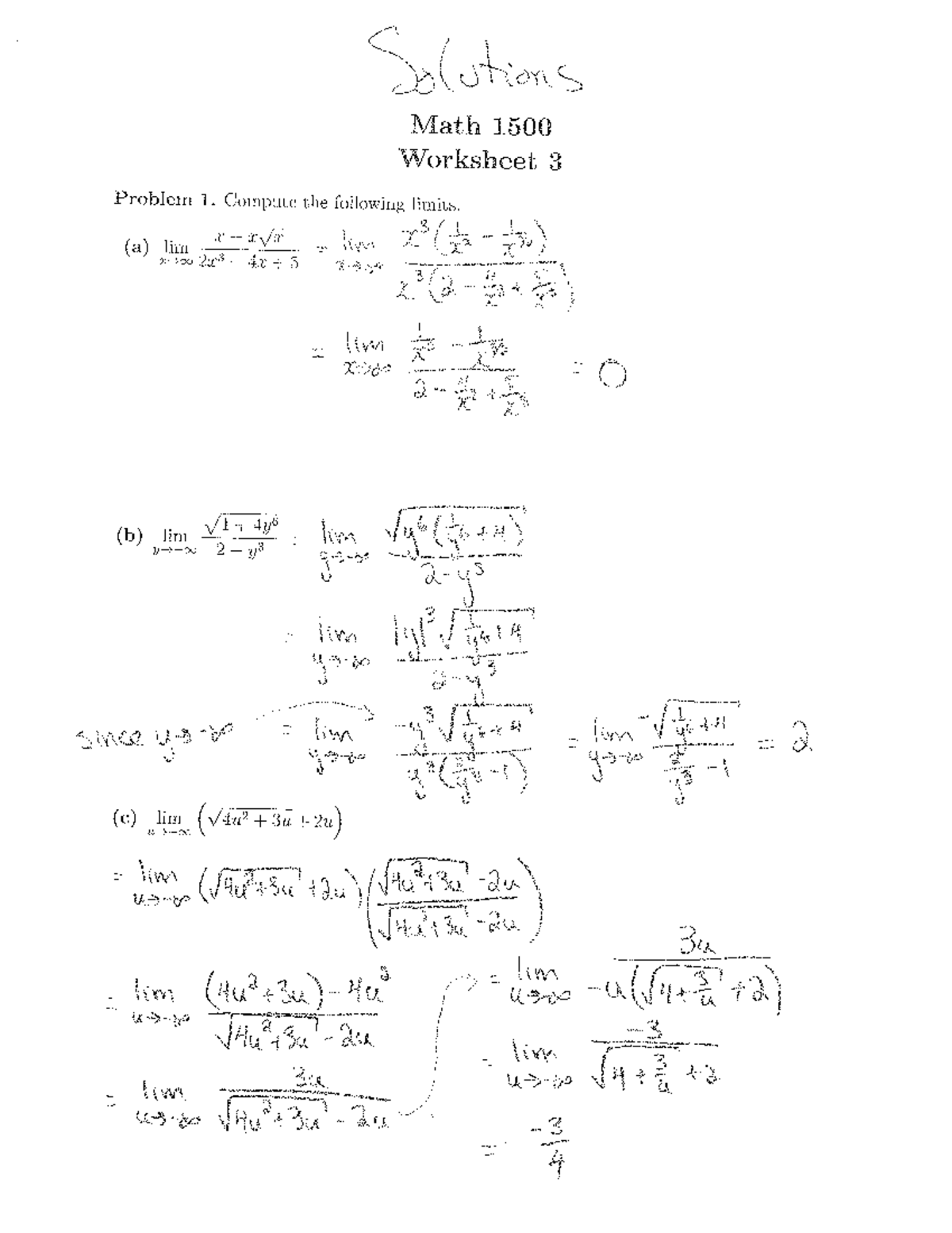 Worksheet 3 - Solutions - MATH 1500 - Studocu
