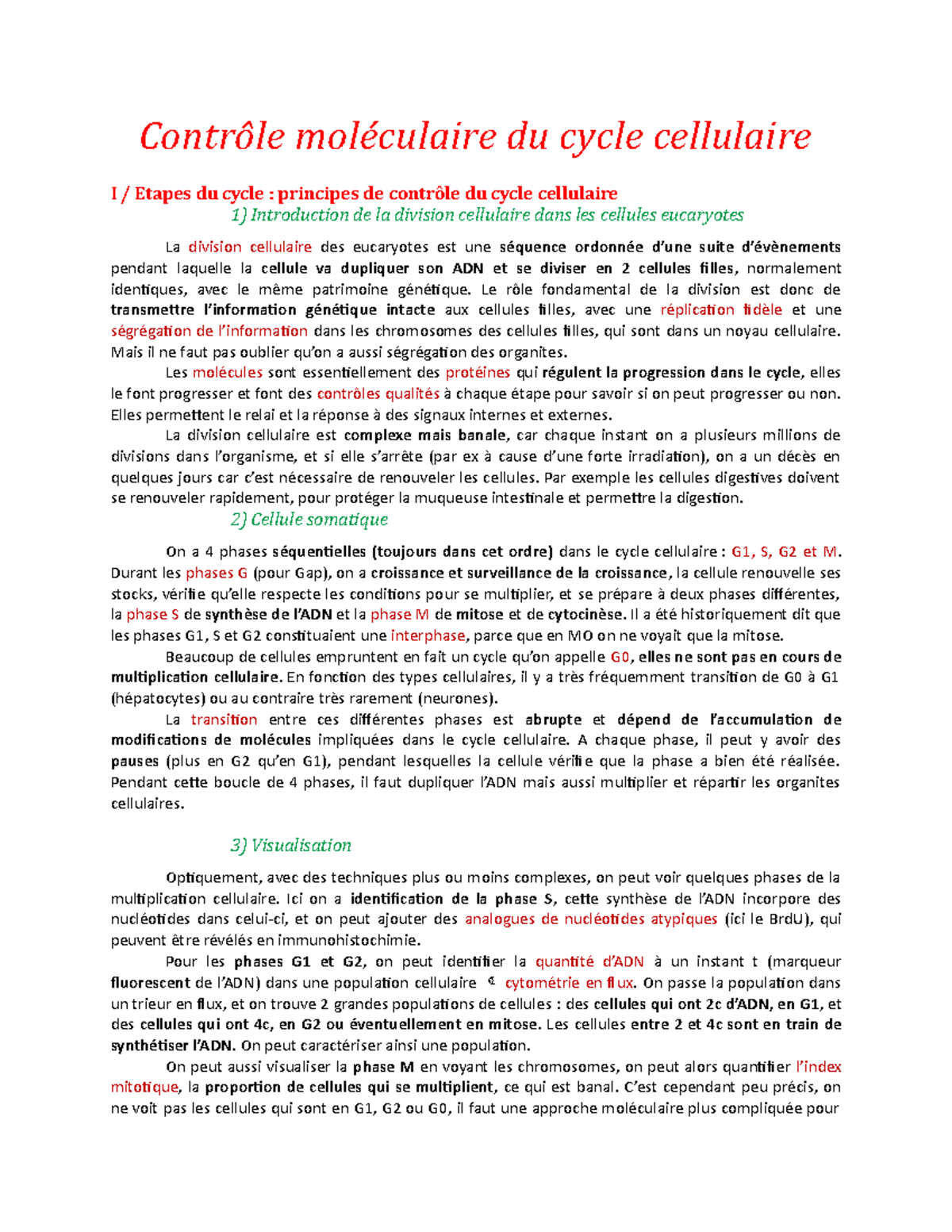 Contrôle moléculaire du cycle cellulaire - Contrôle moléculaire du ...