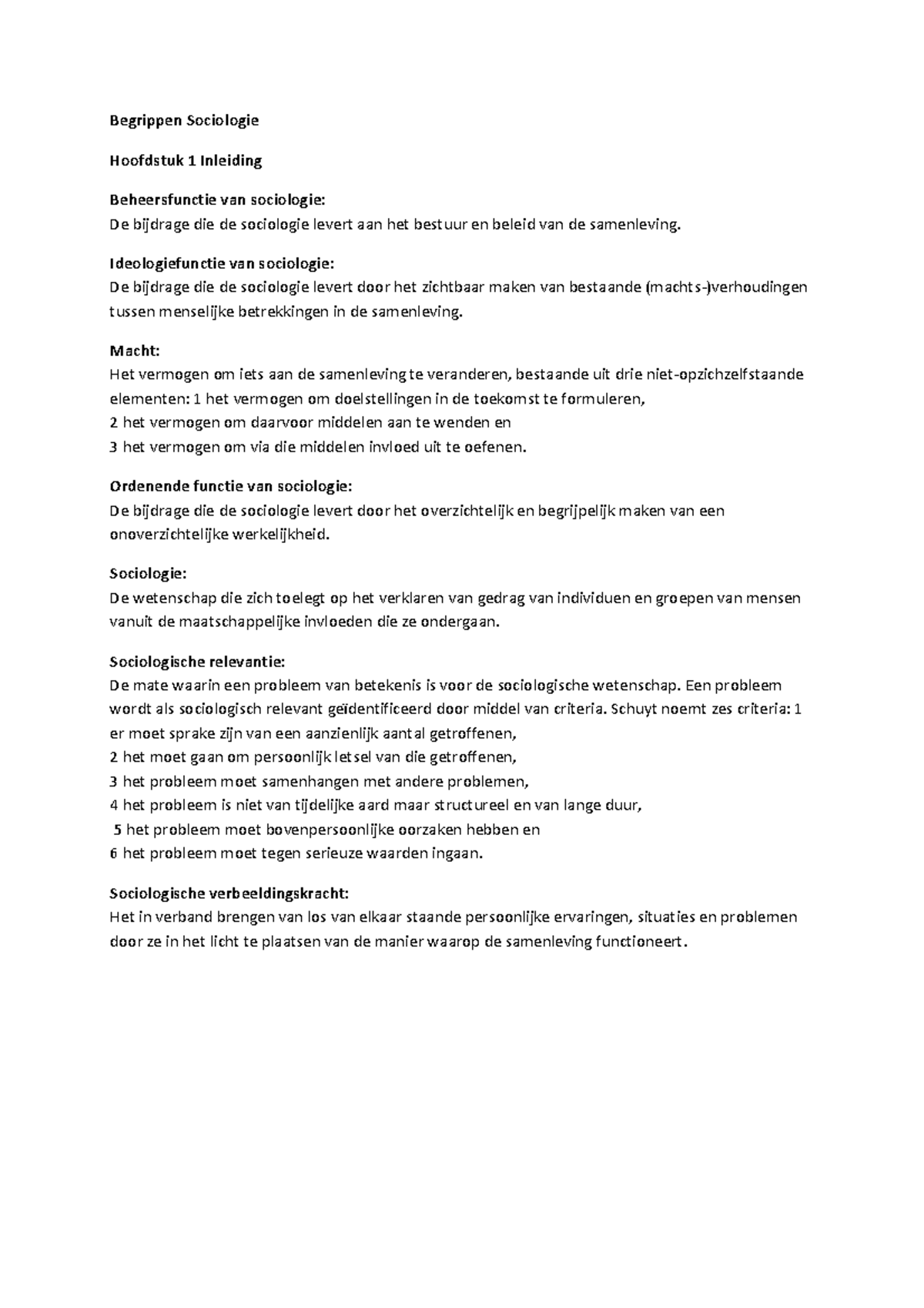 Samenvatting Sociologie: Leerpunten - Begrippen Sociologie Hoofdstuk 1 ...