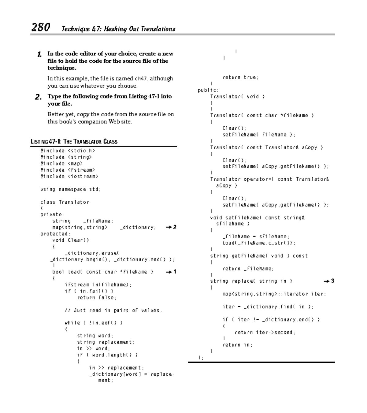 C++ Timesaving Techniques (55) - ####### 280 Technique 47: Hashing Out Translations } } return ...