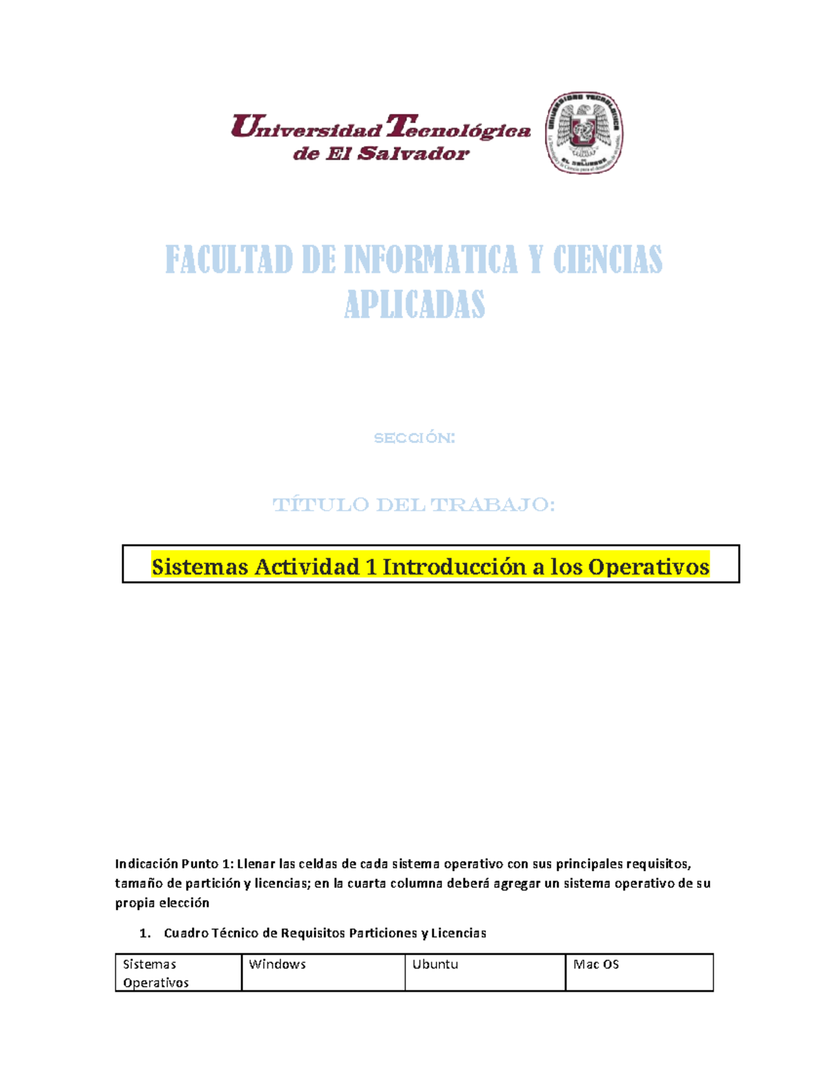 Sistemas operativos - FACULTAD DE INFORMATICA Y CIENCIAS APLICADAS ...