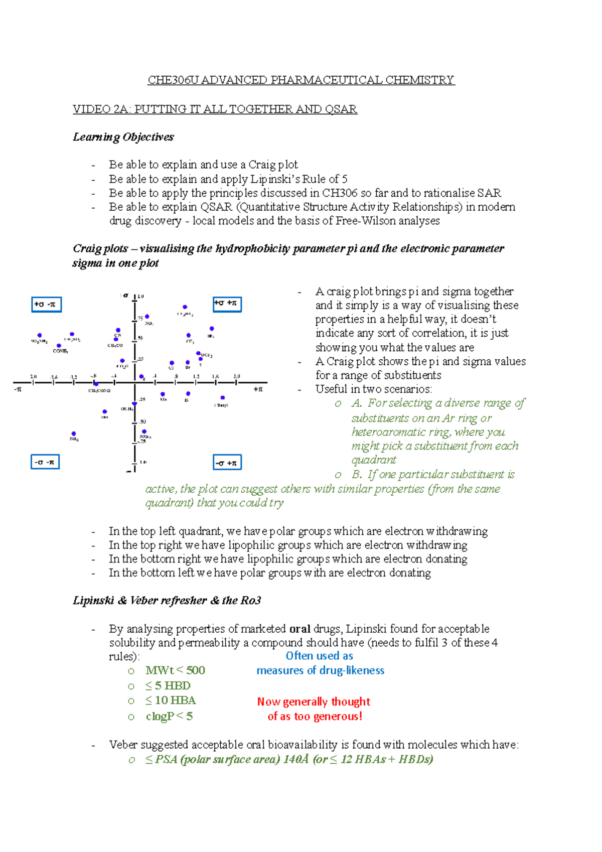 2A-2C - Lecture notes 2 - CHE306U ADVANCED PHARMACEUTICAL CHEMISTRY ...