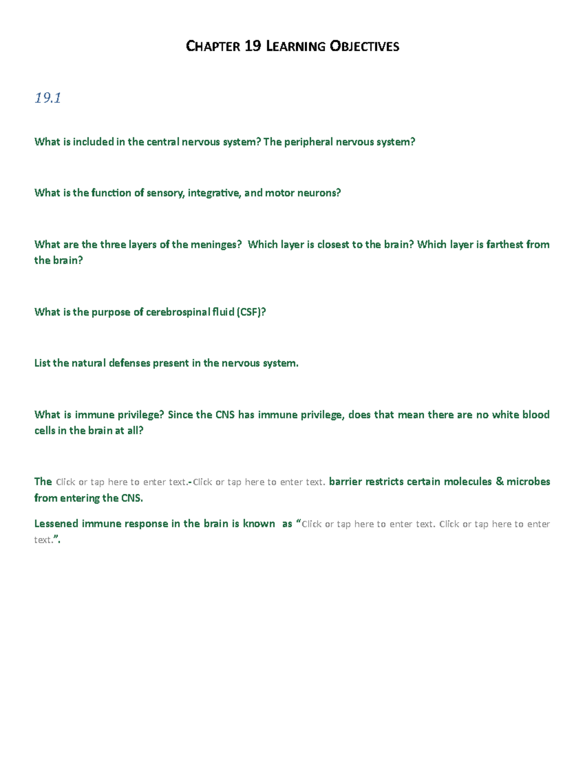 14 - Chapter 19 Learning Objectives - CHAPTER 19 LEARNING OBJECTIVES 19. What is included in the ...