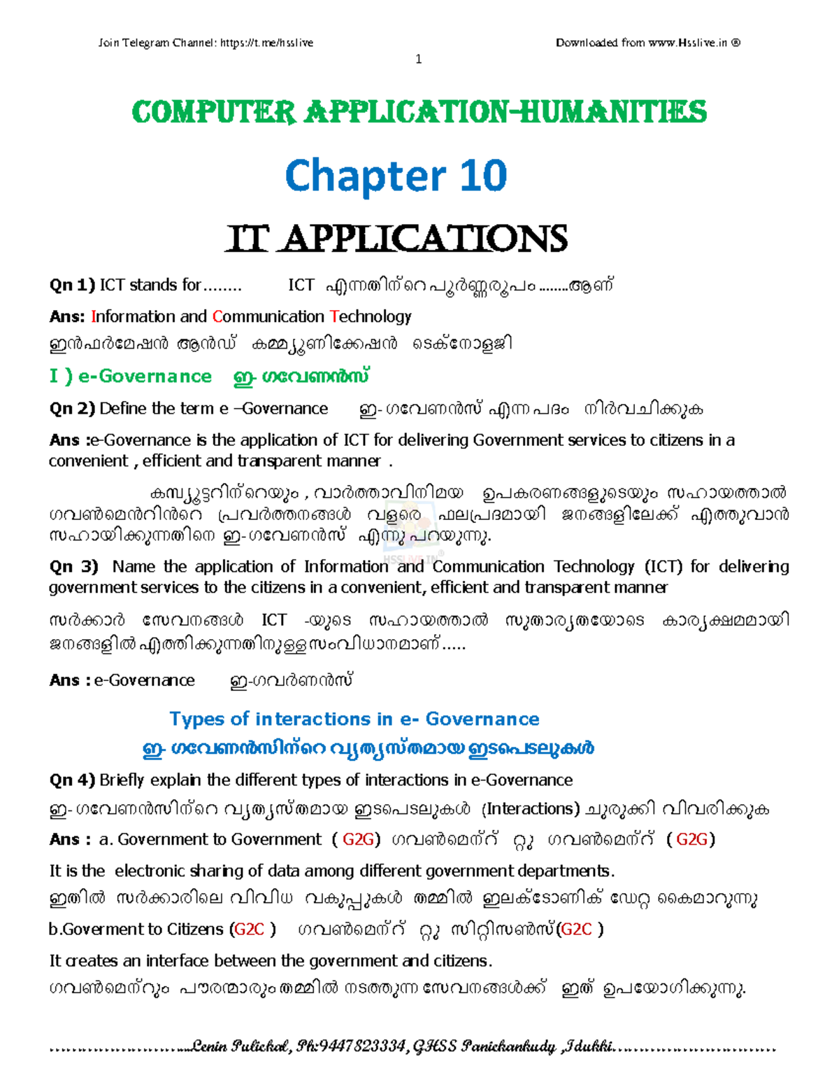 Hsslive-xi-ca-hum-Chapter 10-lenin - 1 COMPUTER APPLICATION-HUMANITIES ...