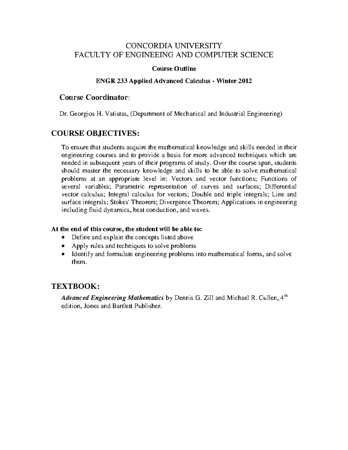 ENGR233 4 11 - CONCORDIA UNIVERSITY FACULTY OF ENGINEEING AND COMPUTER SCIENCE Course Outline ...