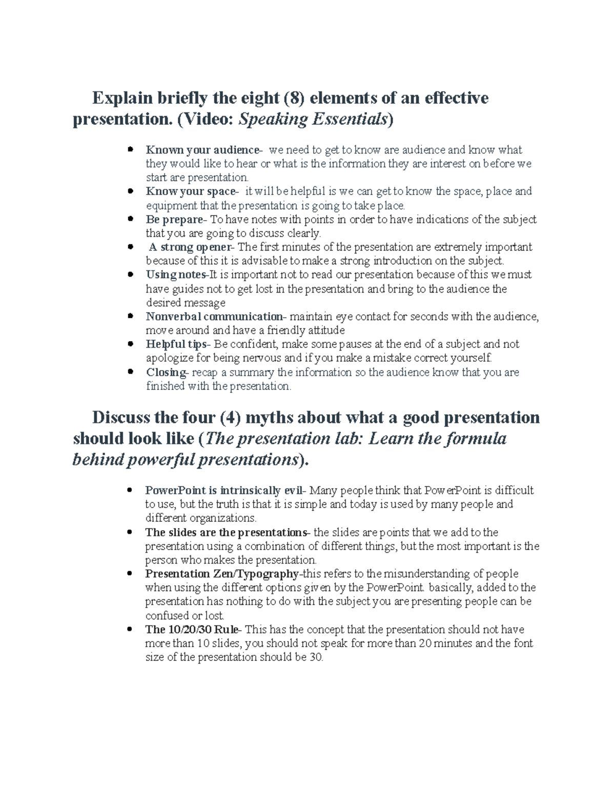 Docx - docx (4) - Explain briefly the eight (8) elements of an ...