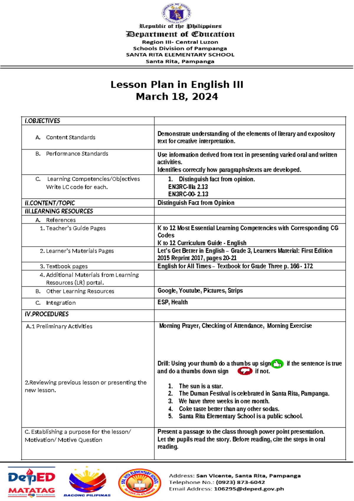 LESSON PLAN VGRESGDHGFSHB - Lesson Plan in English III March 18, 2024 I ...