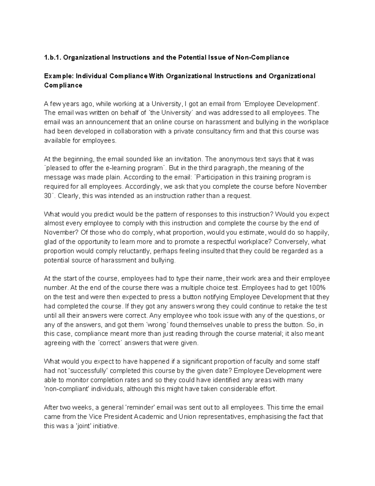 Week 2 Reading - Graham Rodwell - 1.b. Organizational Instructions and ...