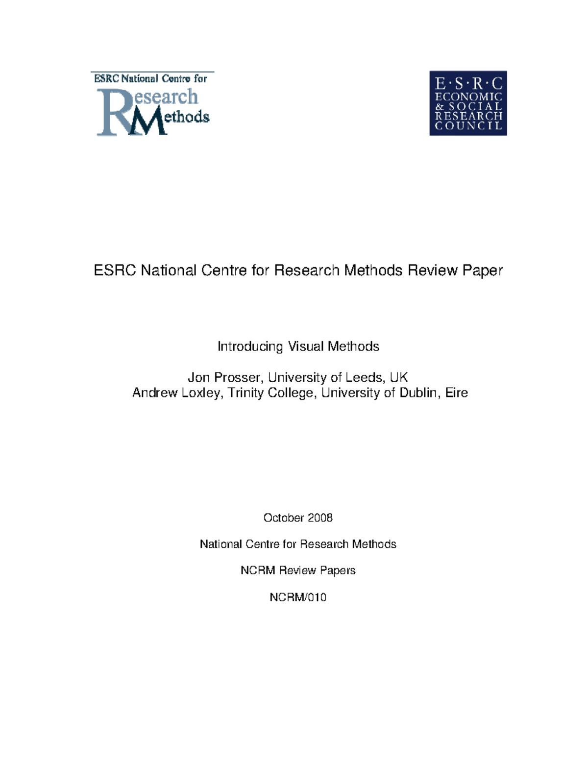 Methods Review Paper NCRM-010 - ESRC National Centre for Research ...