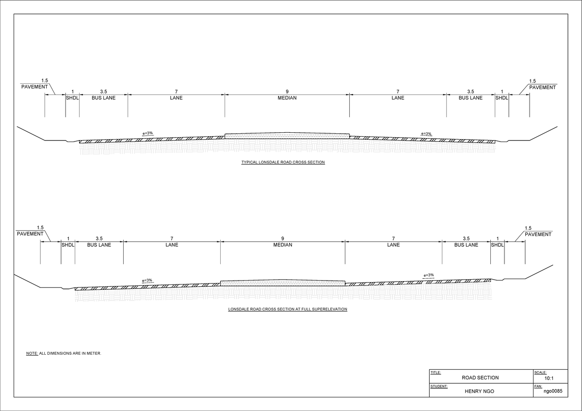 Cross section - 7 LANE 3. BUS LANE 1 SHDL 1. PAVEMENT 9 MEDIAN 7 LANE 3 ...