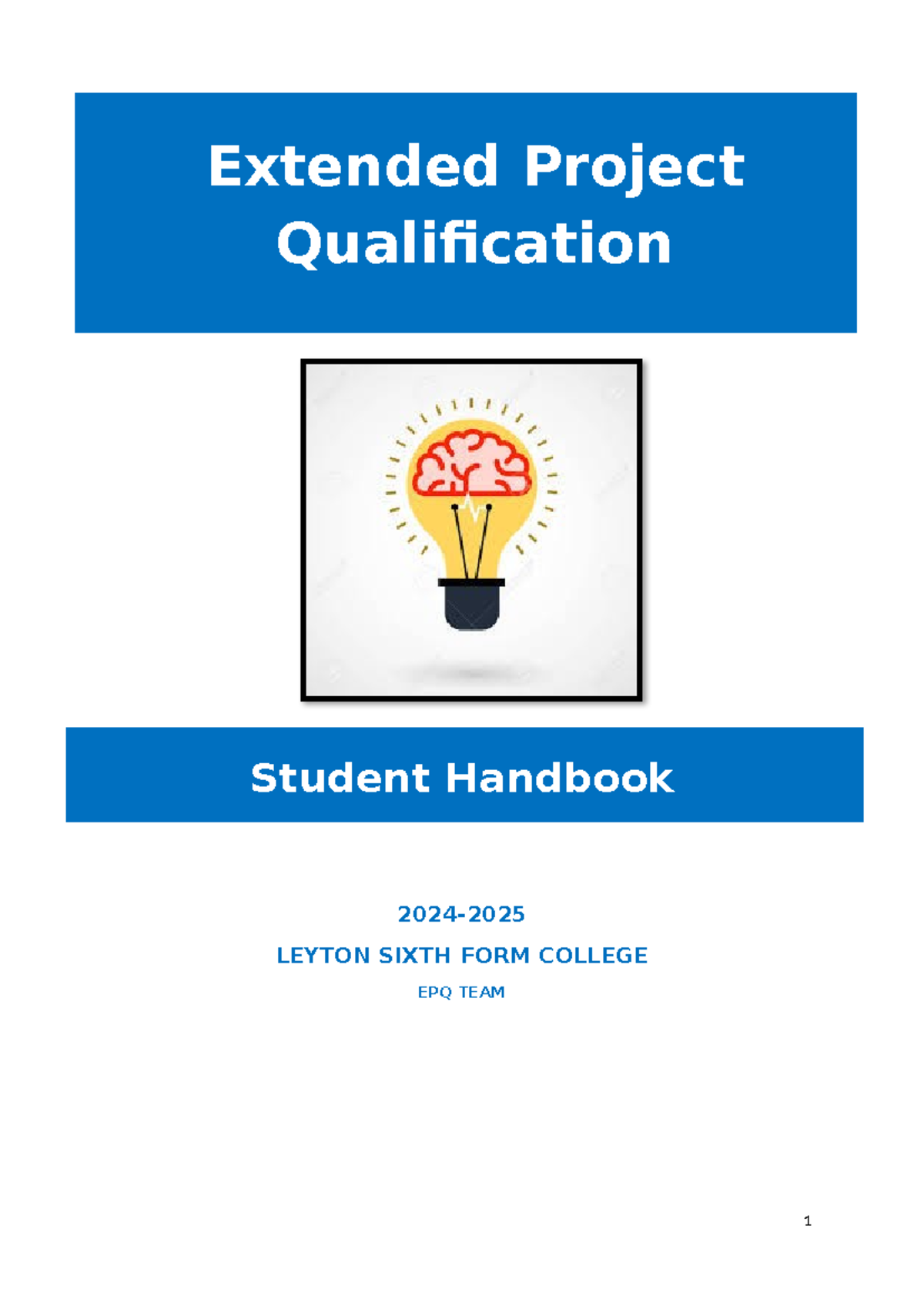 Student Work Booklet - 2024- LEYTON SIXTH FORM COLLEGE EPQ TEAM ...