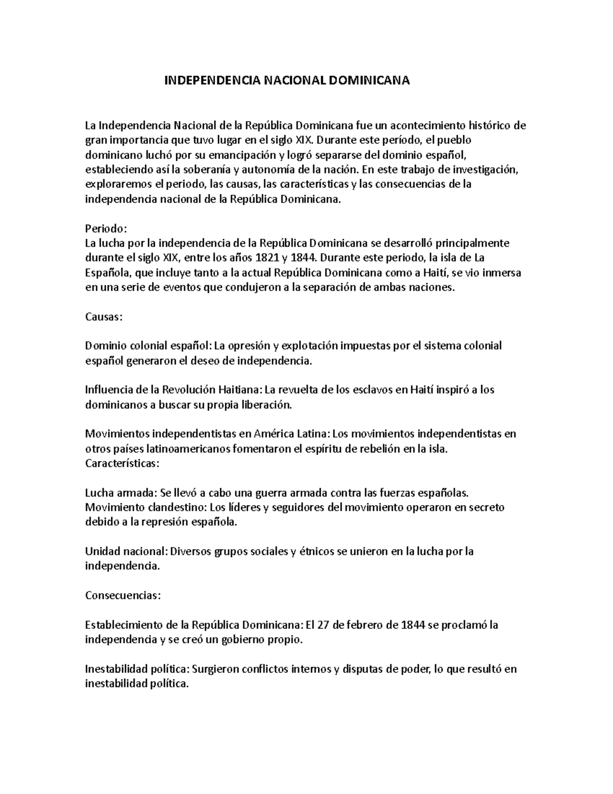 Independencia Nacional Dominicana - INDEPENDENCIA NACIONAL DOMINICANA ...