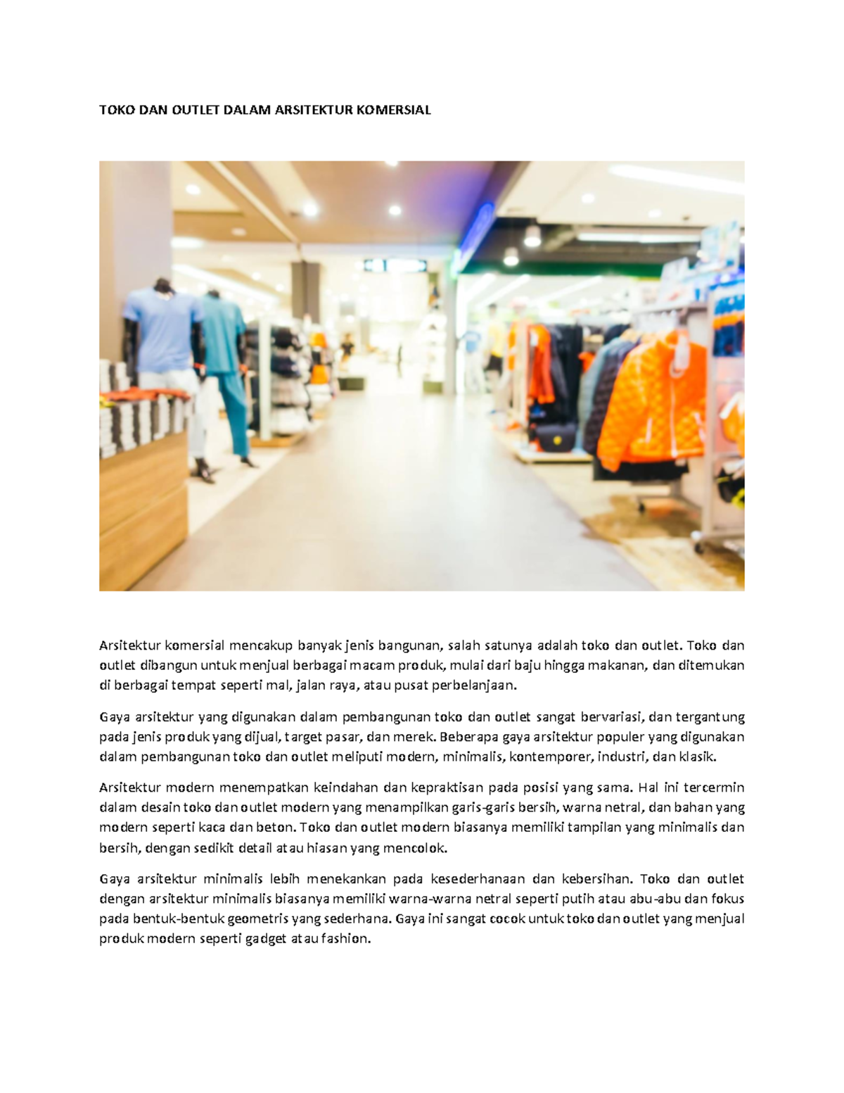 TOKO DAN Outlet Dalam Arsitektur Komersial - TOKO DAN OUTLET DALAM ...