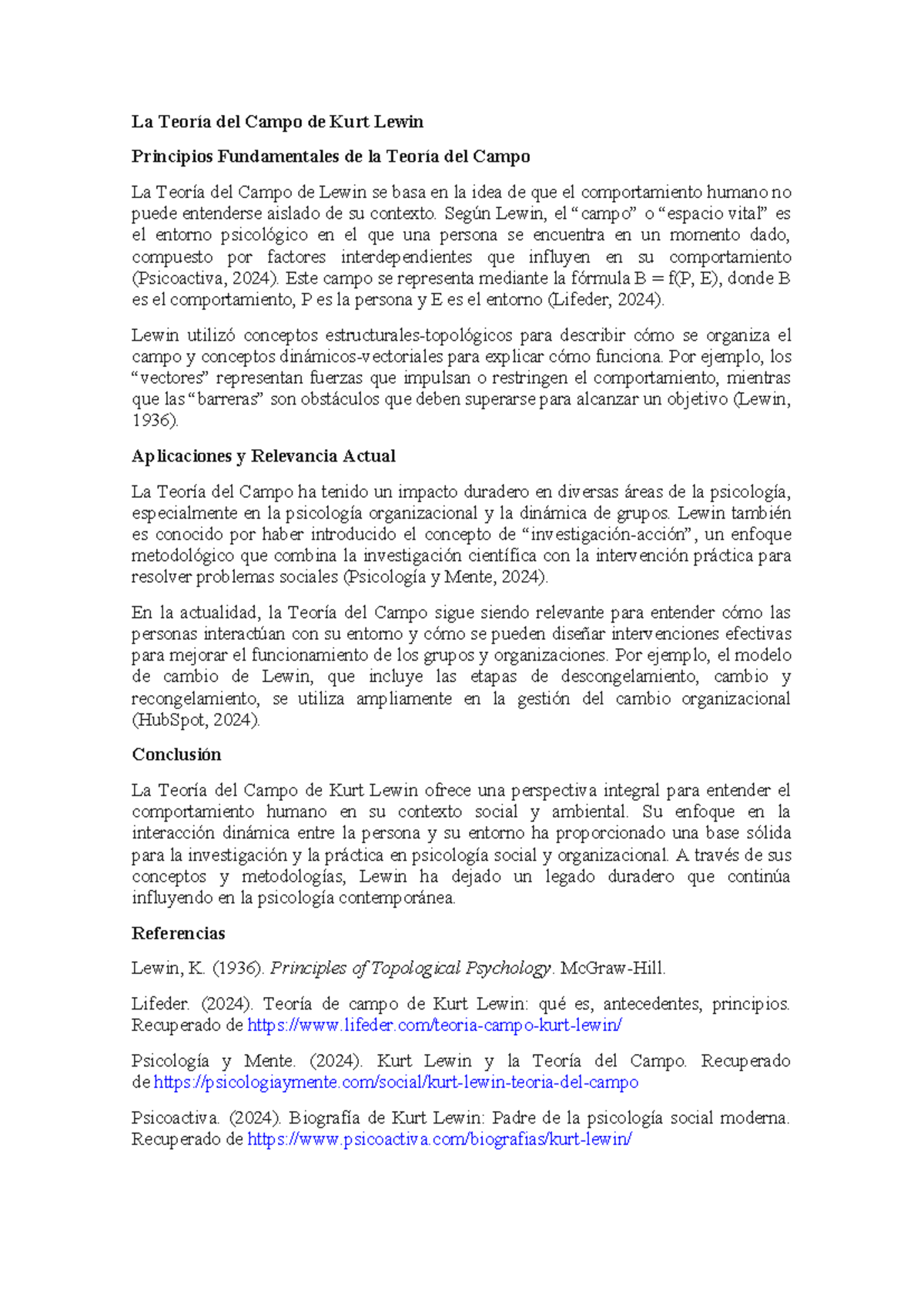 La Teoría del Campo de Kurt Lewin - La Teoría del Campo de Kurt Lewin ...