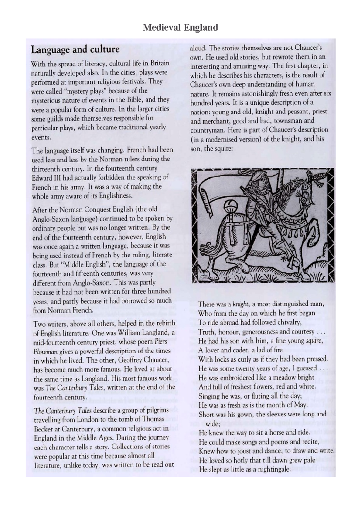 Language and culture in Medieval England - Didactique Du Fle (Français ...
