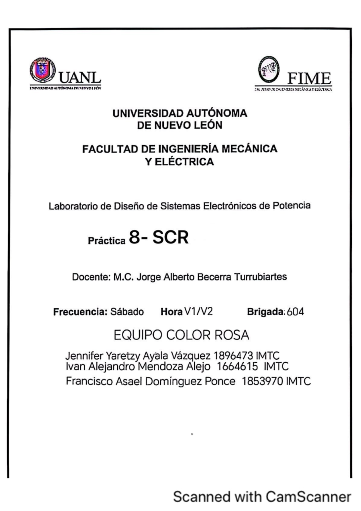Practica 8-SCR - Práctica scr - UANL FIME UNIVERSITAD AUTONOMA DR in ...