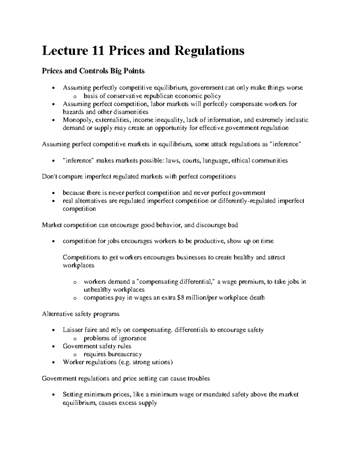 Microeconomics Prices and Regulations - Lecture 11 Prices and ...