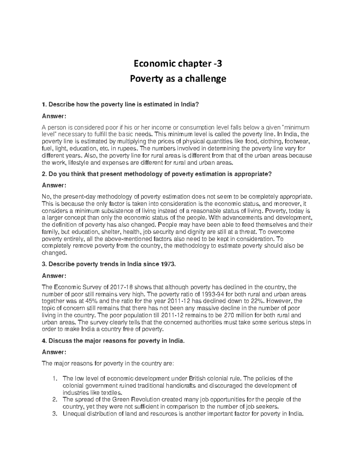 Poverty as a challenge - Lecture notes 9 - Economic chapter - Poverty ...