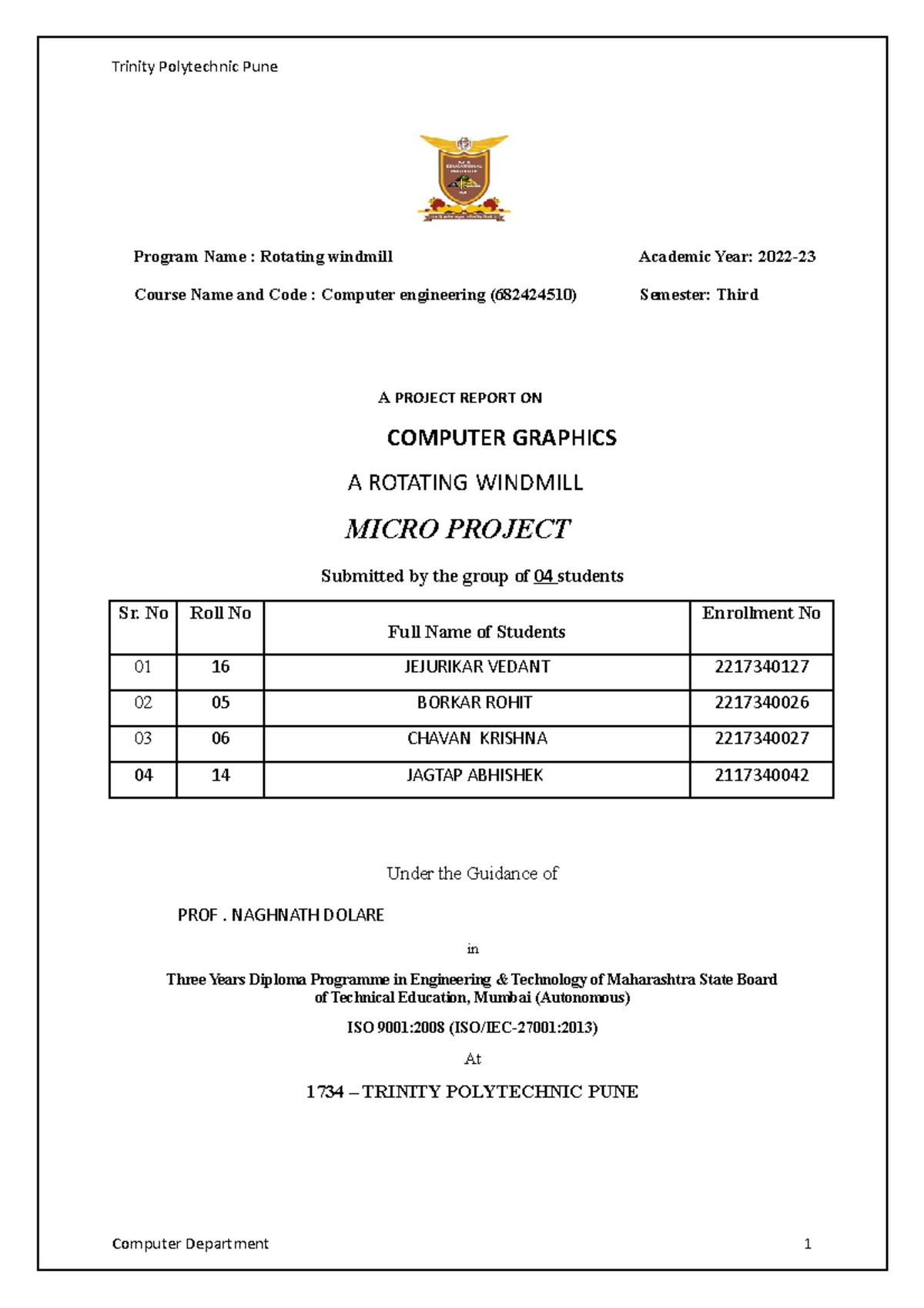 Cgr micro-project 2 - Program Name : Rotating windmill Academic Year ...