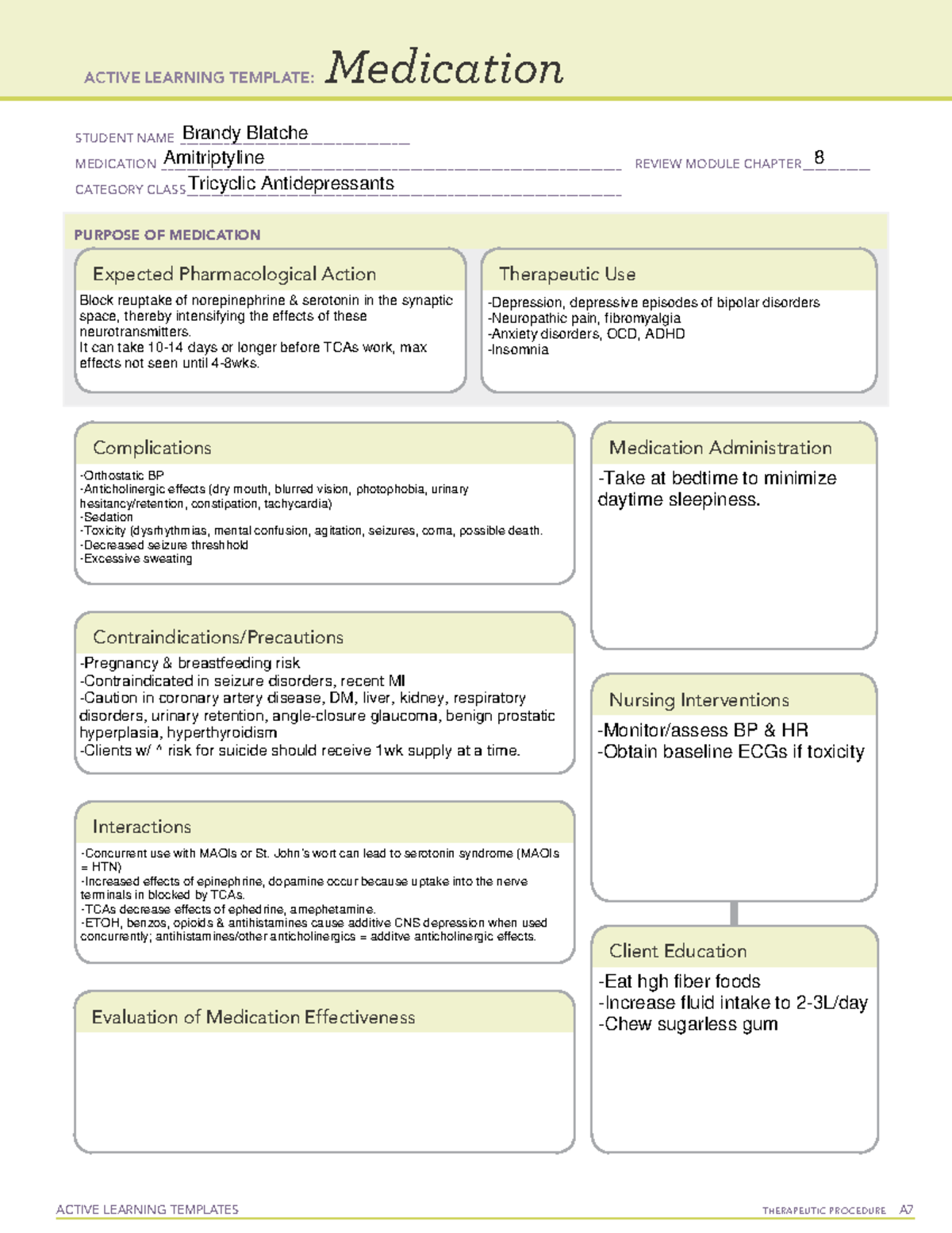Tricyclic Antidepressants (Amitriptyline) - ACTIVE LEARNING TEMPLATES ...