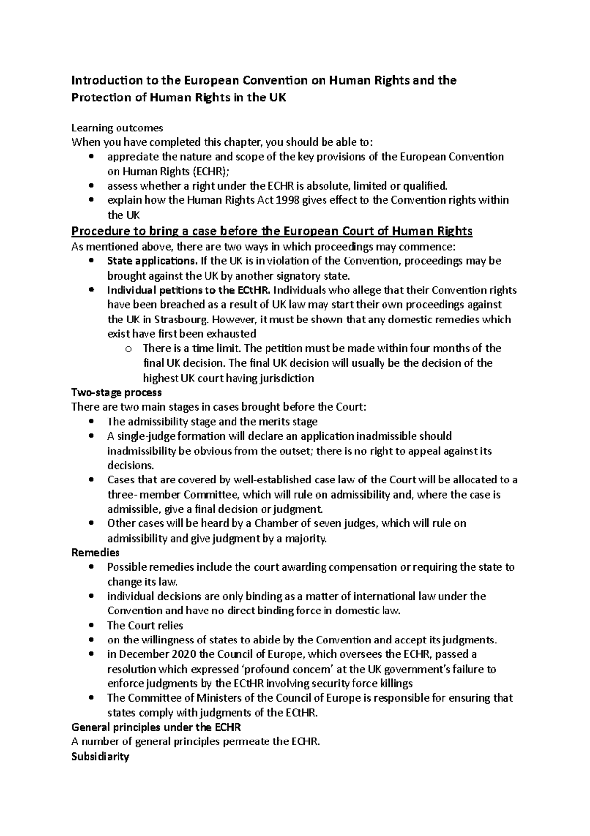 (1)Intro to human rights, absolute rights - Introduction to the ...