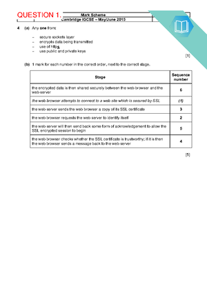 IGCSE Computer Science - © UCLES 2015 0478/12/M/J/ 1 (a) Four ...