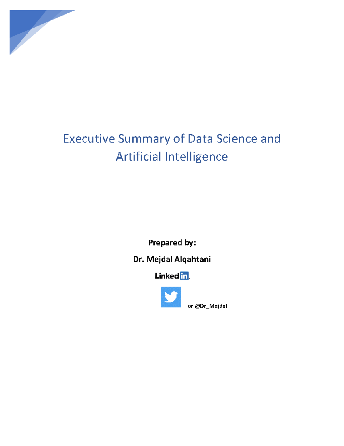 Data Science and Artificial Intelligence - Executive Summary of Data ...