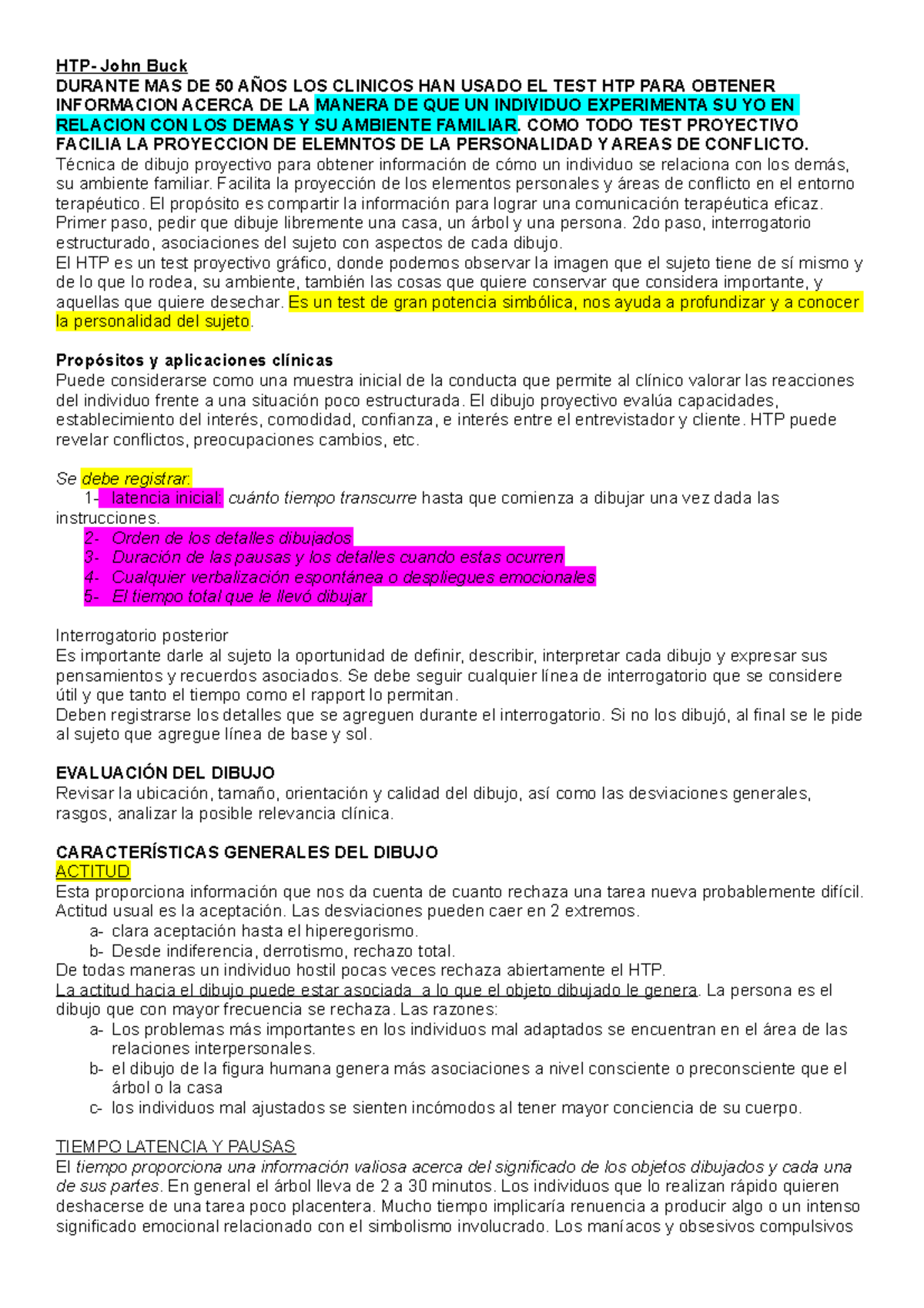 Resumen-HTP - Resumen final - HTP- John Buck DURANTE MAS DE 50 AÑOS LOS ...