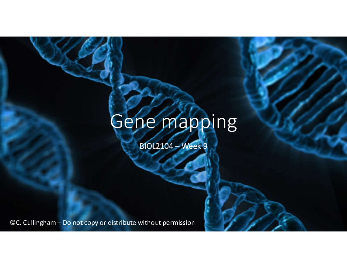Week9 - lec notes - Gene mapping BIOL2104 – Week 9 ©C. Cullingham – Do ...