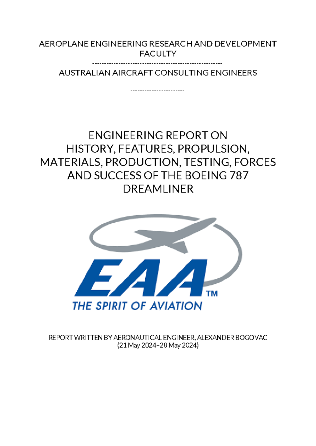 HSC Assessment Task 3 - Aeronautical Engineering Report - AEROPLANE ENGINEERING RESEARCH AND ...